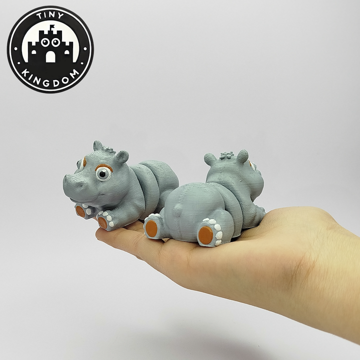 3D Printable Flexi Tiny Hippo, Articulated fidget figure, keychain version included, 3mf ...